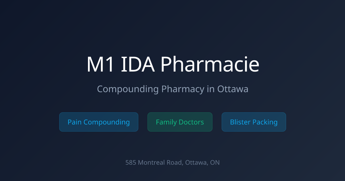 M1 IDA Pharmacie | Compounding Pharmacy in Ottawa